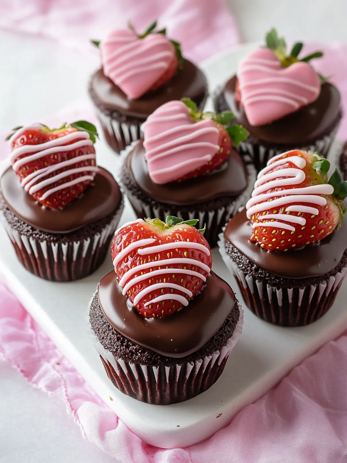 Irresistible Vegan Valentine’s Day Chocolate Covered Strawberry Cupcakes